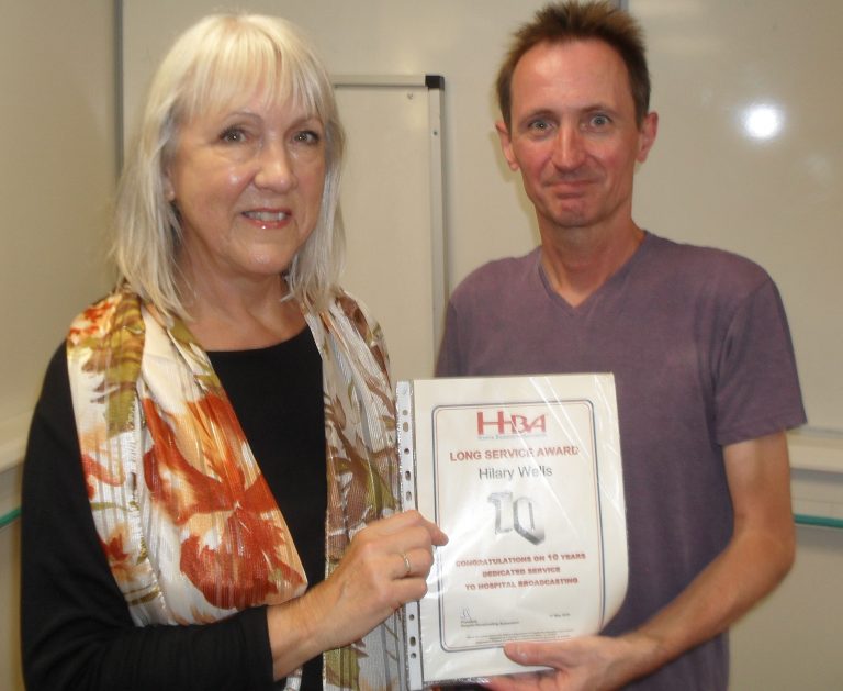 Long Service Award for Ward Visitor Hilary Wells – Hospital Radio ...